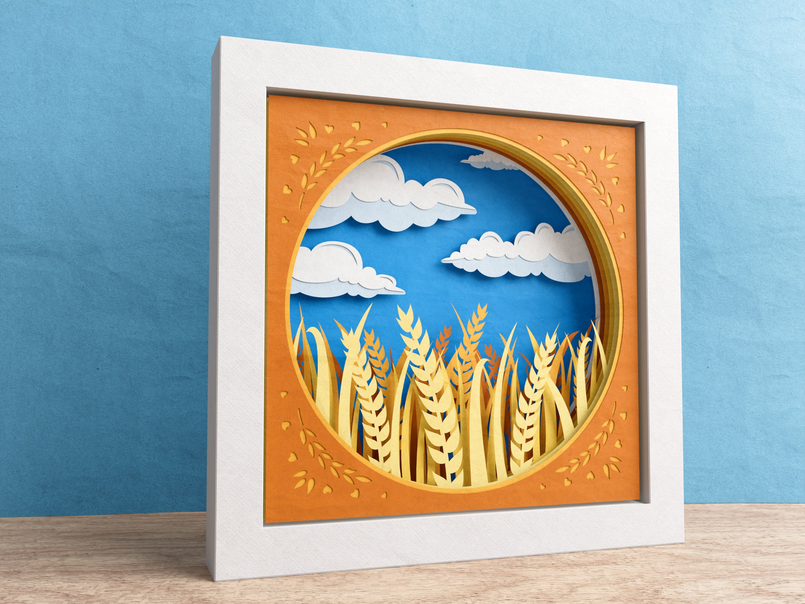 3D Fall Shadow Box, Wheat Meadow SVG, Nature Shadow Box, Autumn, Fall ...