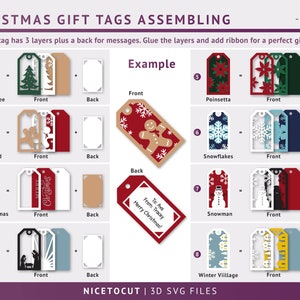 Christmas Gift Tags Papercut SVG, Gingerbread Men, Snowflake ...