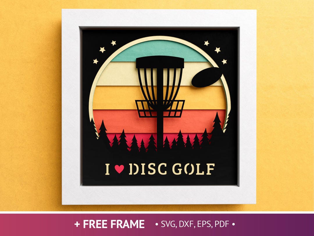 3D Disc Golf Shadow Box, Sport 3D SVG, Fathers Day 3D SVG, Hobby Shadow ...