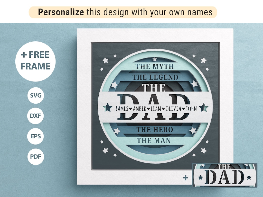 3D DAD Shadow Box With Custom Names, Fathers Day Day Shadow Box ...
