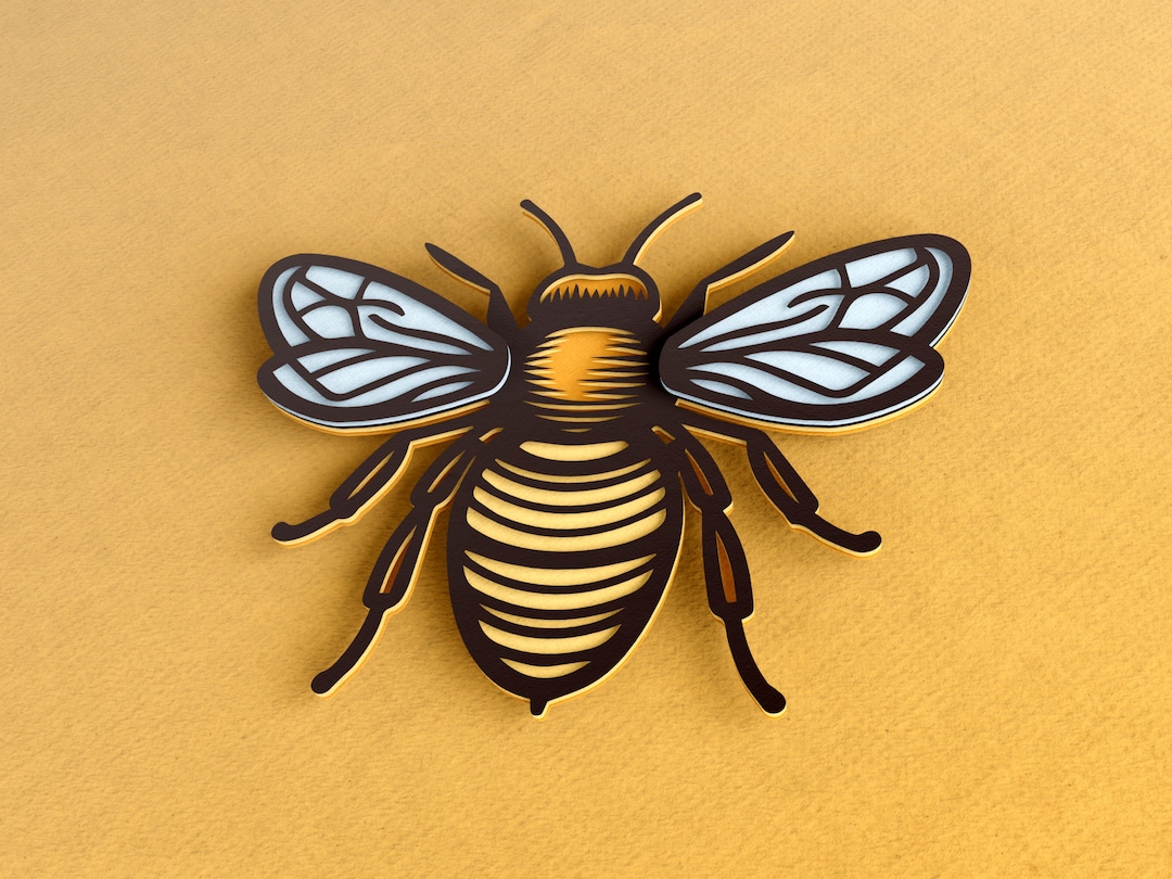 3D Bee Layered Paper Art, Honey Bee 3D SVG, Animal Cricut Projects ...