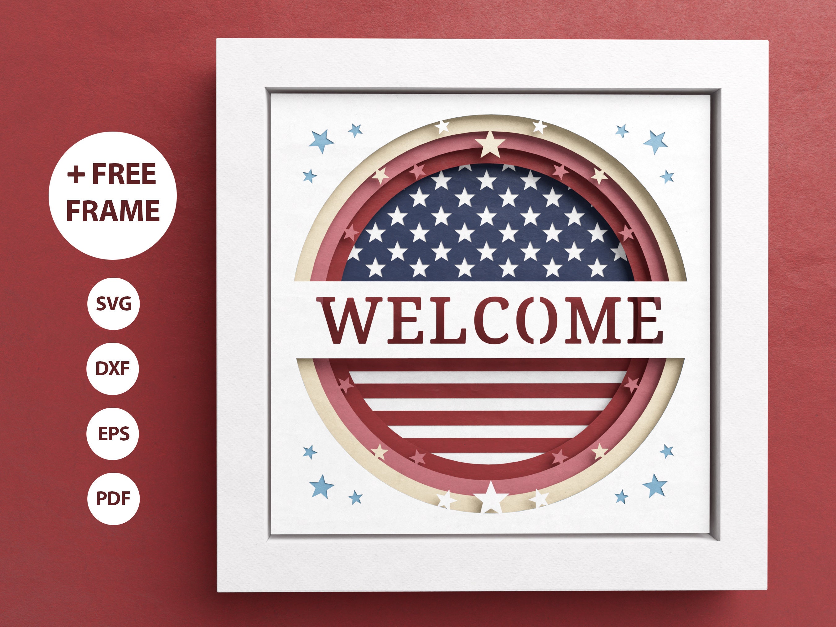 3D America Welcome Shadow Box Welcome Sign Independence Day - Etsy