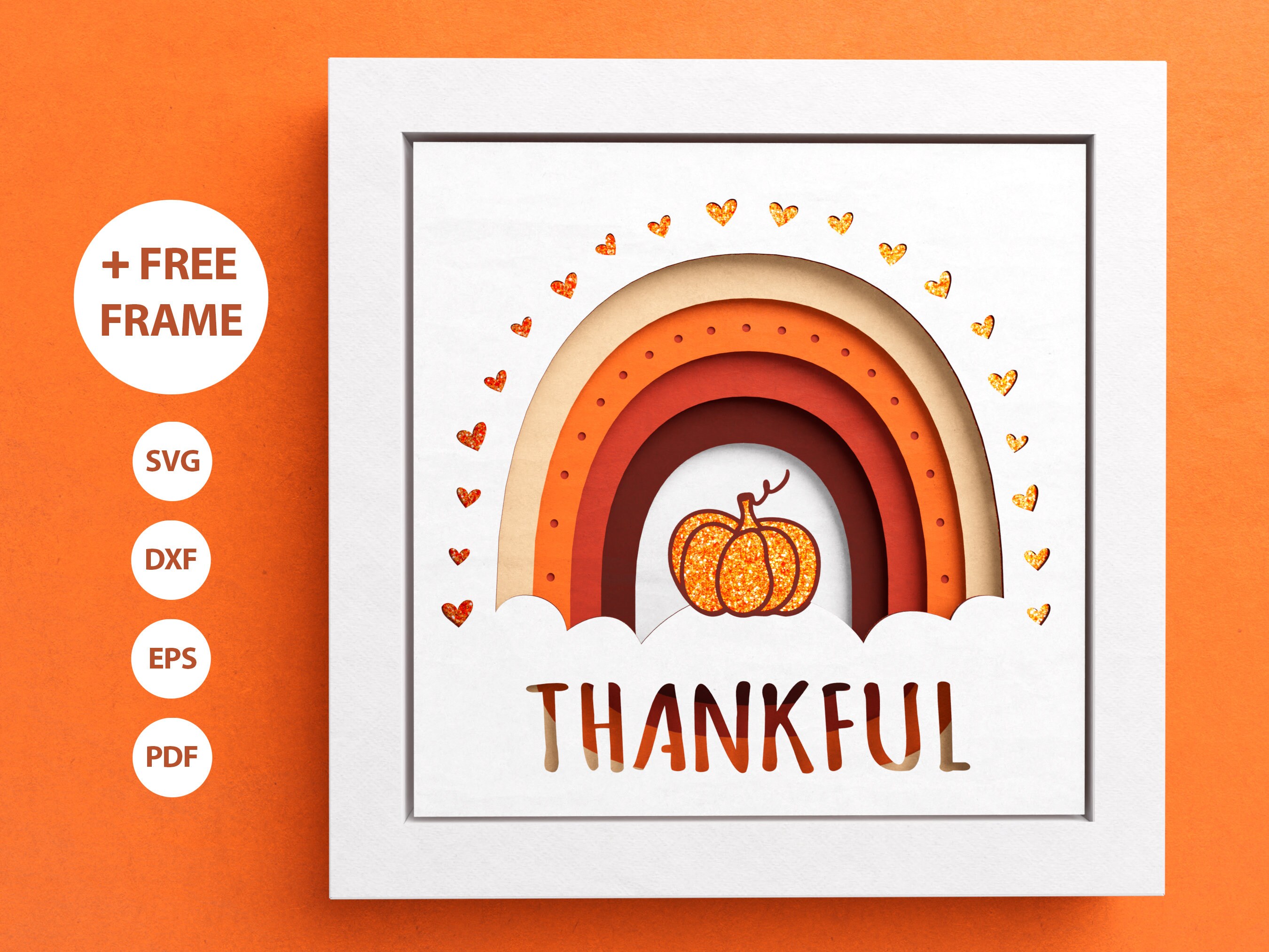 3D Thankful Shadow Box Thanksgiving SVG Pumpkin Shadow Box - Etsy
