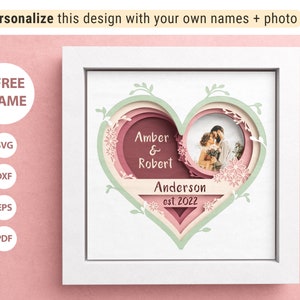 3D Customizable Wedding Shadow Box Custom Name Shadow Box - Etsy