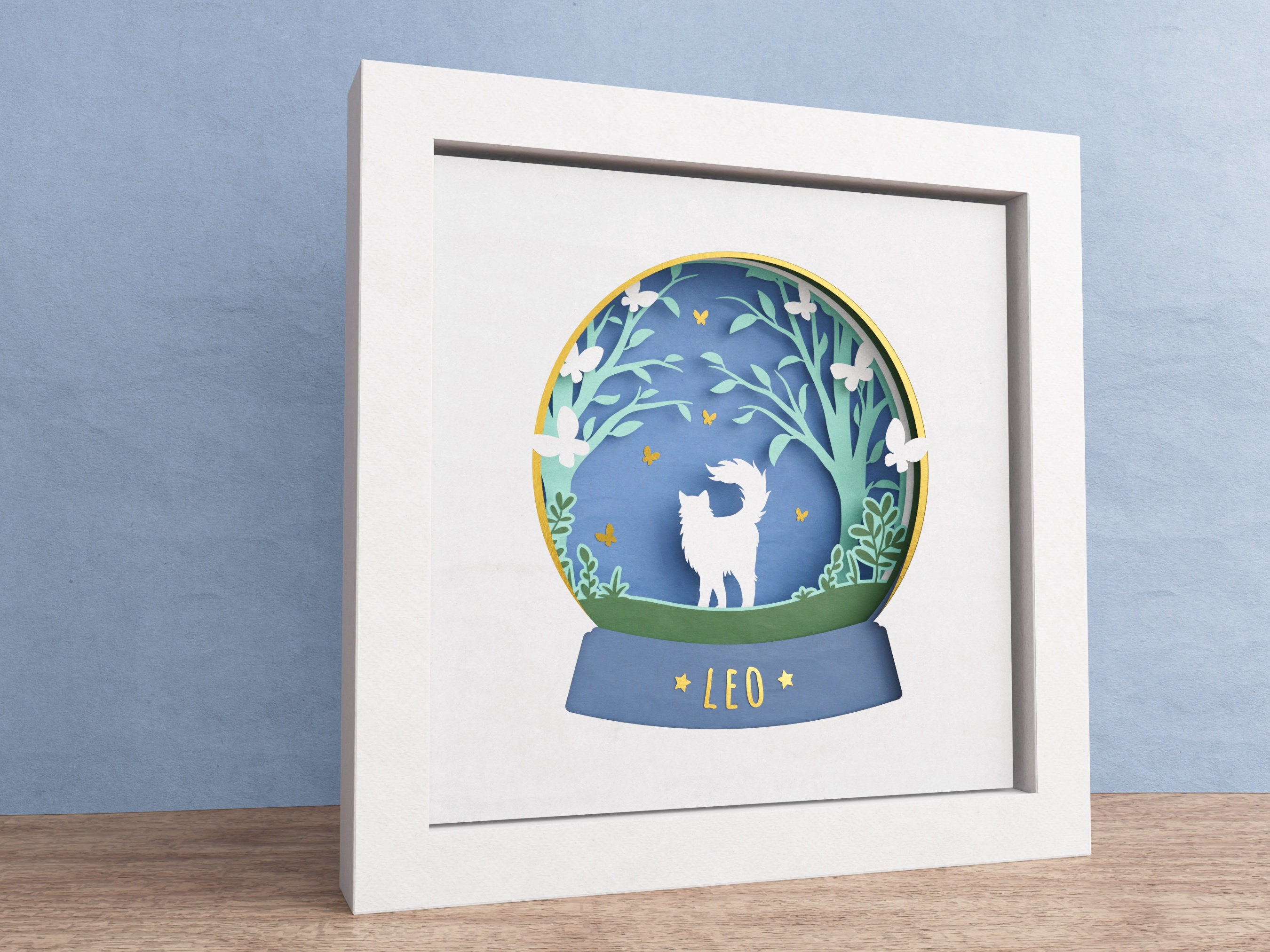 Cat Shadow Box Custom Layered Paper Art Papercut Template - Etsy