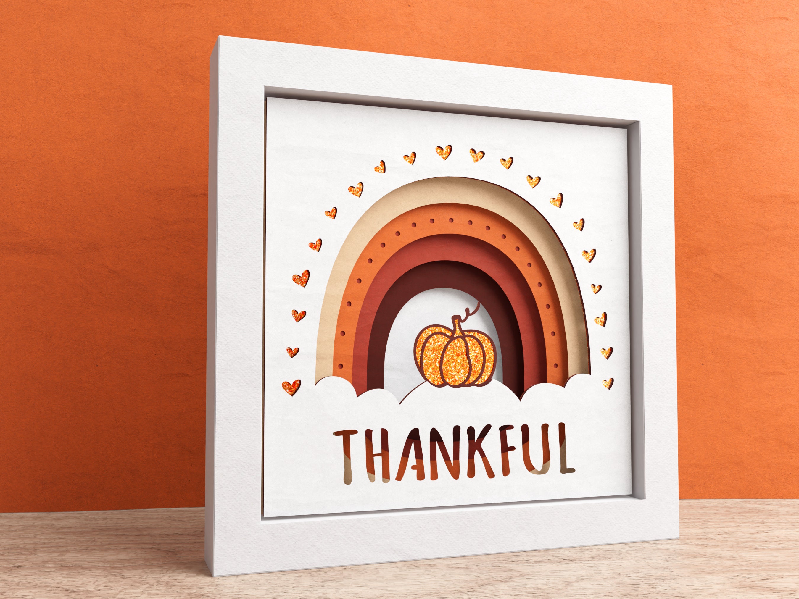 3D Thankful Shadow Box Thanksgiving SVG Pumpkin Shadow Box - Etsy