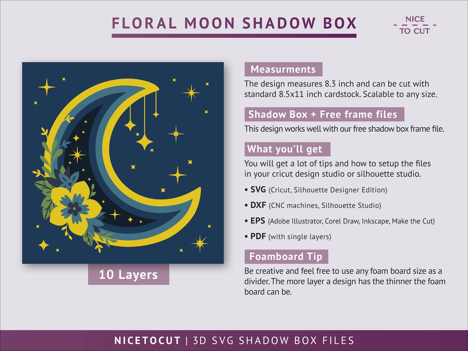 3D Moon Welcome Shadow Box Floral Svg 3D Mandala Flower - Etsy