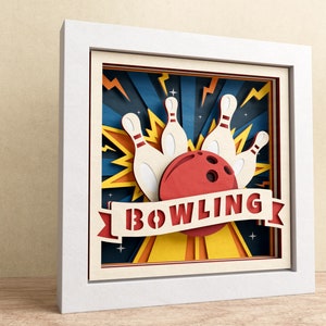 3D Bowling Shadow Box, Sport 3D SVG, Fathers Day 3D SVG, Hobby Shadow ...
