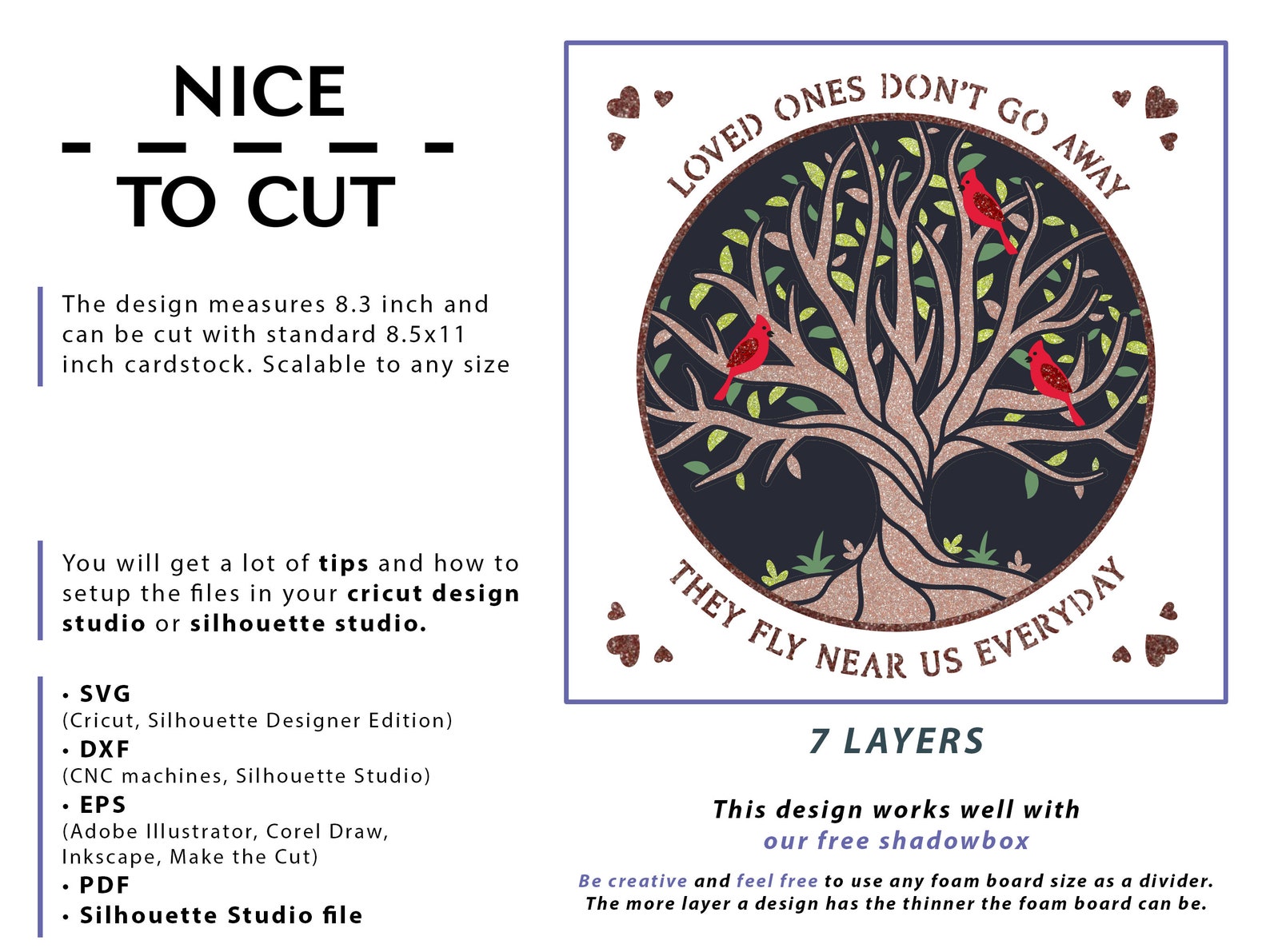 3D Cardinal Bird Tree Shadow Box, Customizable Gift, Memorial Gift ...