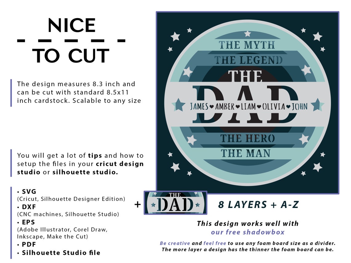 3D DAD Shadow Box With Custom Names Fathers Day Day Shadow - Etsy