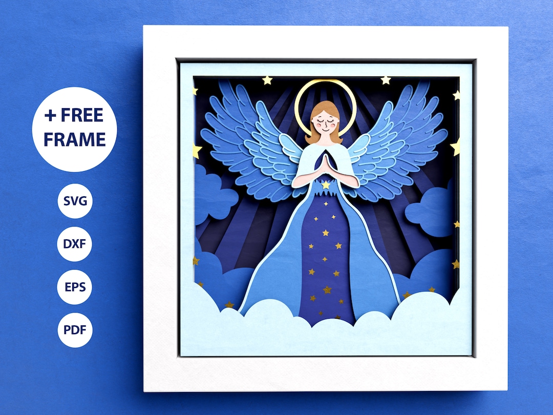 3D Angel Shadow Box, Praying Angel 3D SVG, Christian Gifts, Christmas ...
