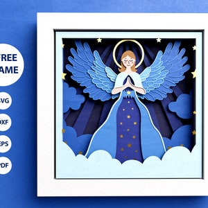 3D Angel Shadow Box, Praying Angel 3D SVG, Christian Gifts, Christmas ...