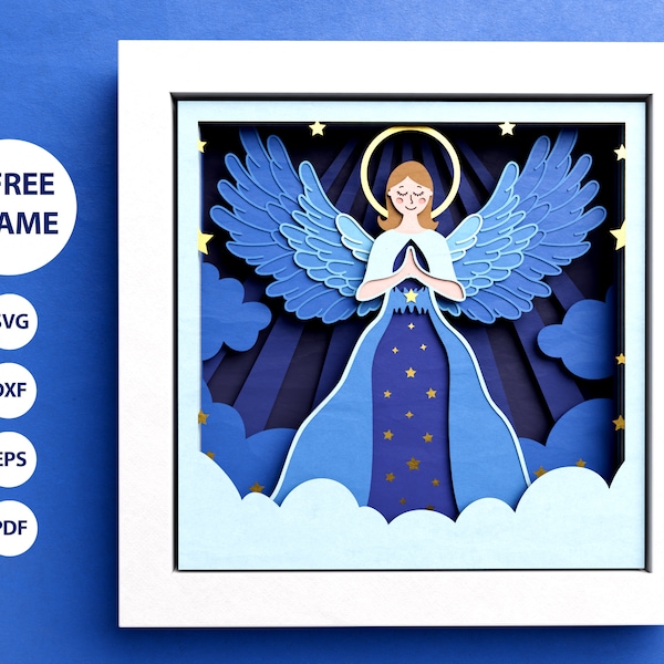 Shadow Box Angel Svg - Etsy
