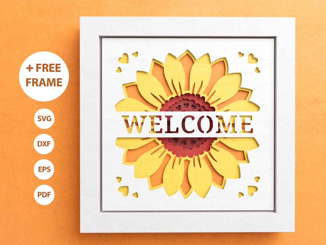 3D Sunflower Welcome Shadow Box Floral Svg 3D Mandala - Etsy