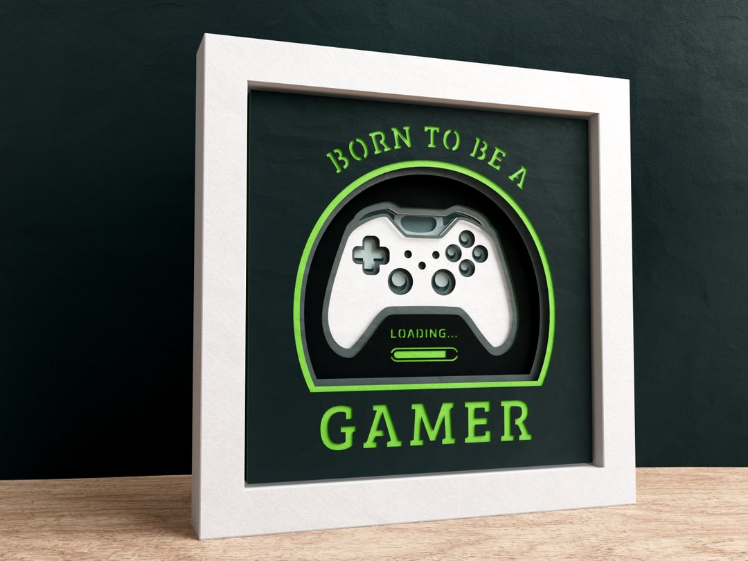 3D Gamer Shadow Box, Born to Be a Gamer, Controller 3D SVG, Kids Room ...