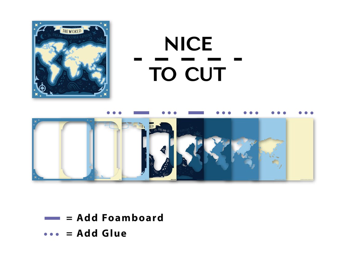 3D World Map Shadow Box, Ocean Svg, 3D Mandala, World Map Wall Art ...