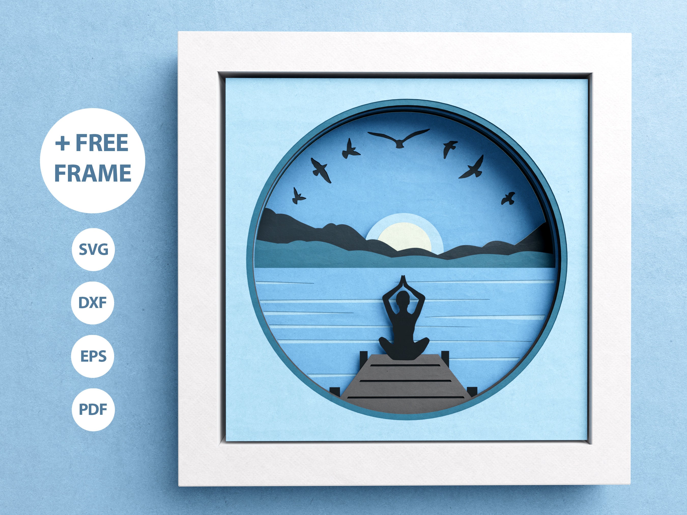 3D Lake Shadow Box, Sunset at the Lake, Meditation, Yoga, Nature ...