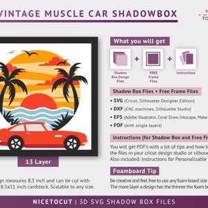 3D Vintage Cars Shadow Box Bundle, Travel Shadow Box, Car Lover 3D SVG ...
