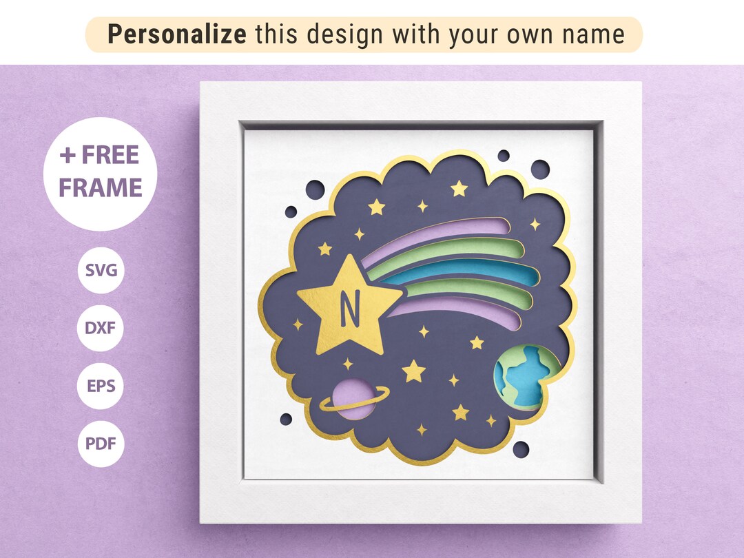 3D Shooting Star Shadow Box, Custom Name Svg, Custom Shadow Box ...