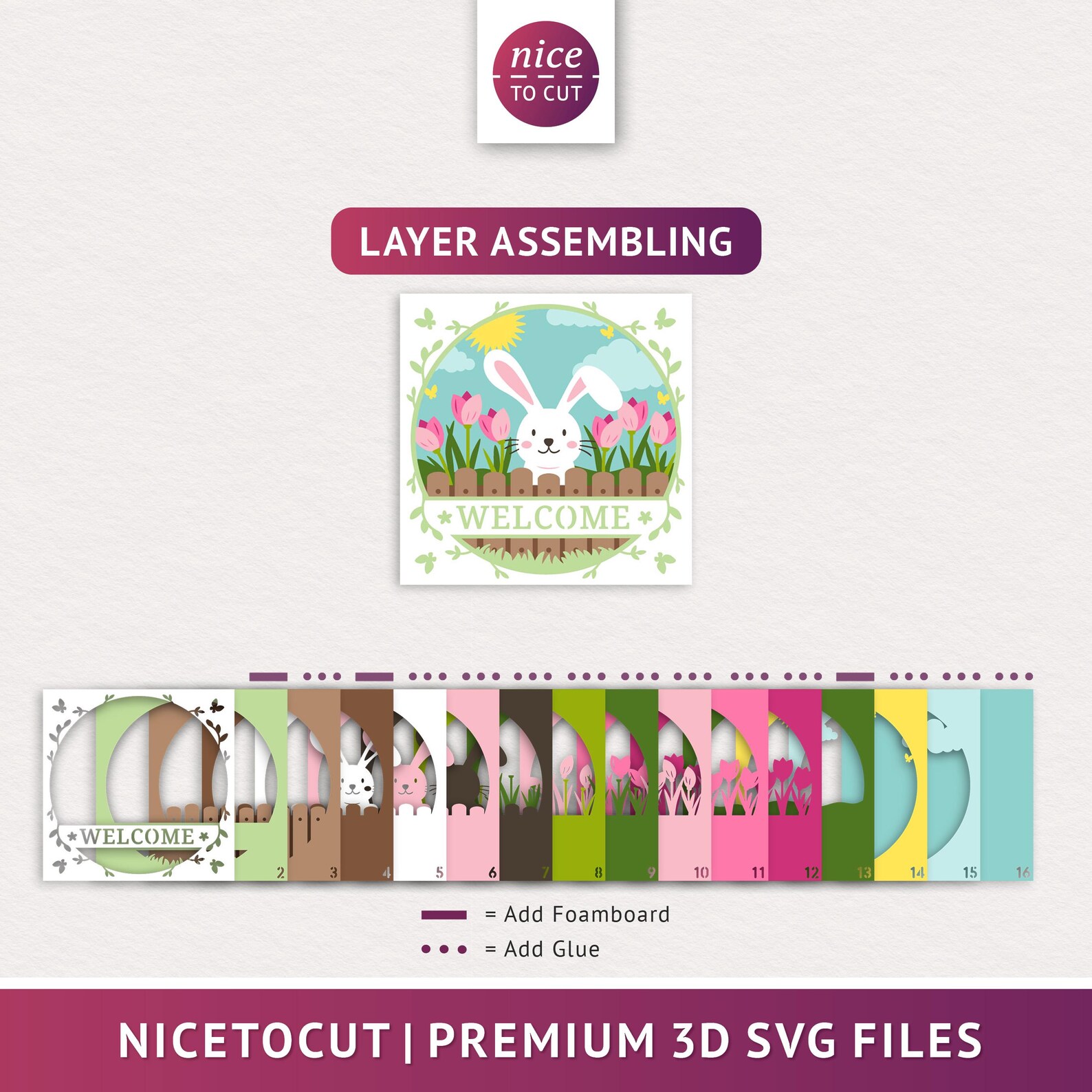 3D Welcome Easter Shadow Box, Happy Easter SVG, Easter Tulips Shadowbox ...