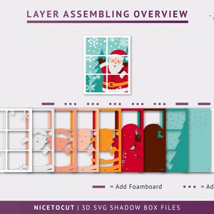 3D Santa Shadow Box, 8 X 10 Christmas Shadow Box SVG, Christmas Layered ...