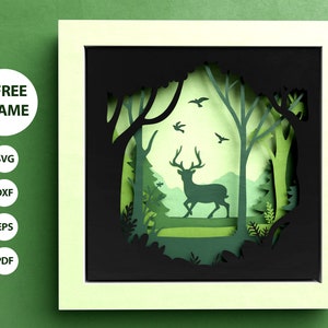 3D Forest Deer Shadow Box, Animal Shadow Box SVG, Landscape Papercut ...