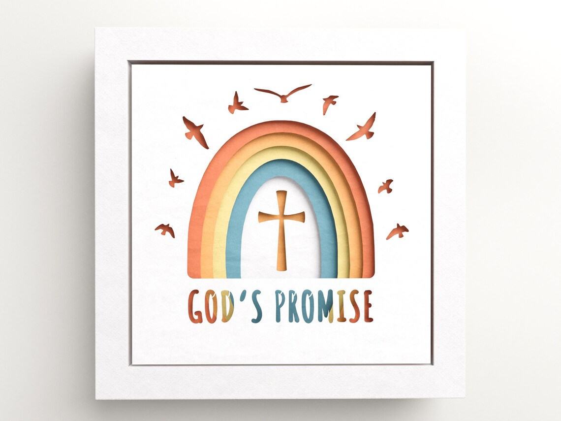 3D God's Promise Shadow Box Boho Rainbow Svg Christmas - Etsy