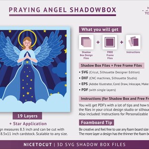 3D Angel Shadow Box, Praying Angel 3D SVG, Christian Gifts, Christmas ...