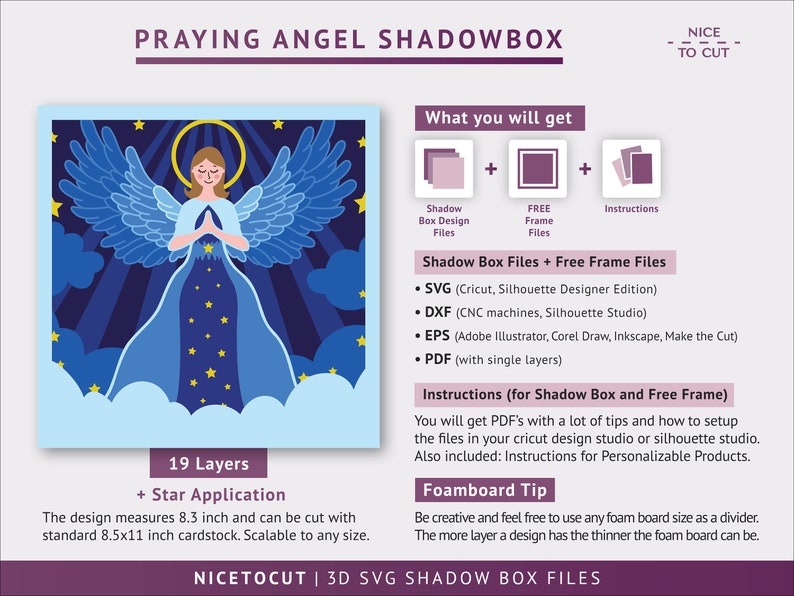 3D Angel Shadow Box Praying Angel 3D SVG Christian Gifts - Etsy