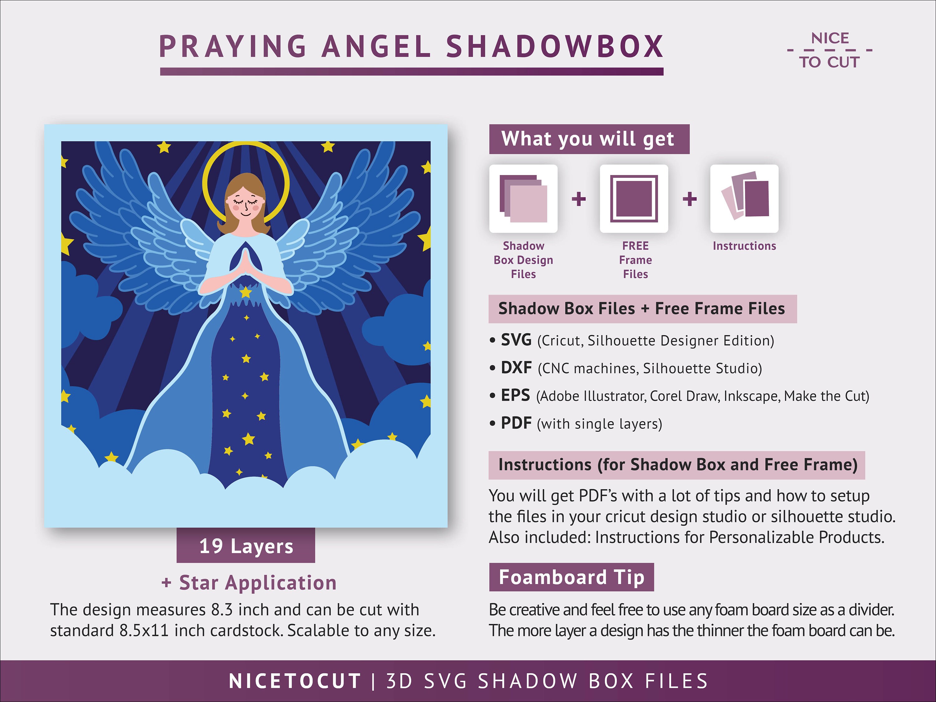 3D Angel Shadow Box Praying Angel 3D SVG Christian Gifts - Etsy