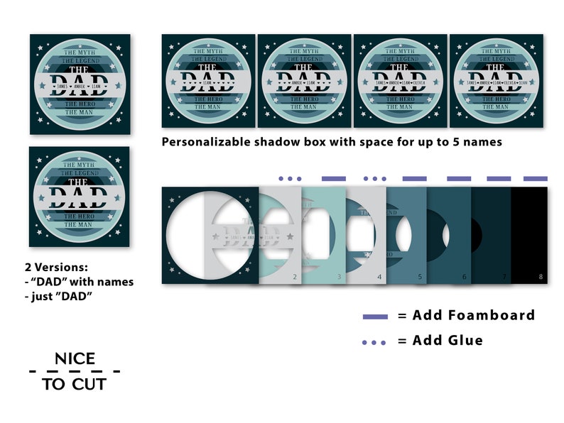 3D DAD Shadow Box With Custom Names Fathers Day Day Shadow - Etsy