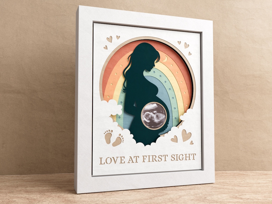 3D Pregnancy Shadow Box, 8 X 10 Baby Birth Shadow Box, Love at First ...