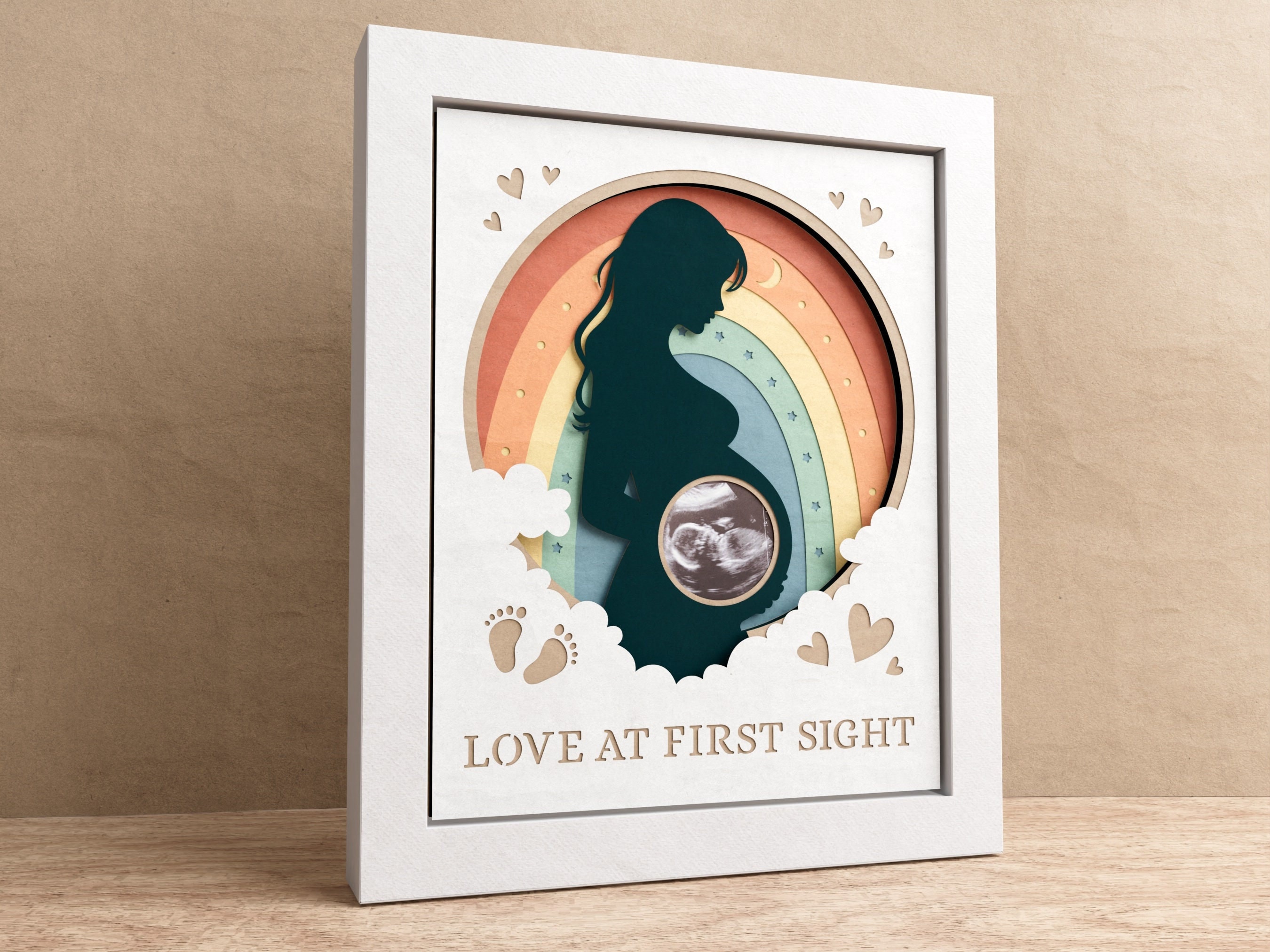 3D Pregnancy Shadow Box, 8 X 10 Baby Birth Shadow Box, Love at First ...