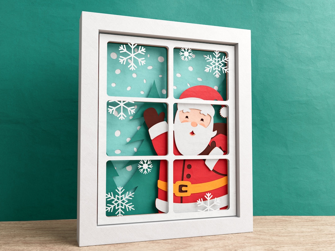 3D Santa Shadow Box, 8 X 10 Christmas Shadow Box SVG, Christmas Layered ...
