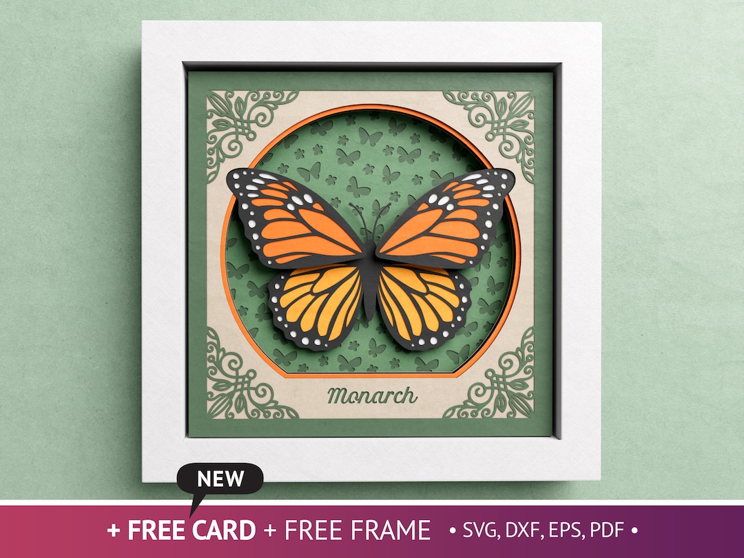 3D Monarch Butterfly Shadow Box, Animal Shadow Box SVG, Monarch ...