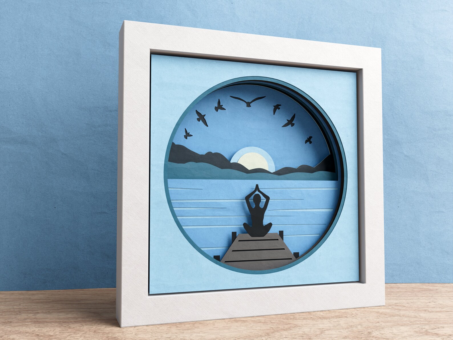 3D Lake Shadow Box, Sunset at the Lake, Meditation, Yoga, Nature ...