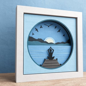 3D Lake Shadow Box, Sunset at the Lake, Meditation, Yoga, Nature ...