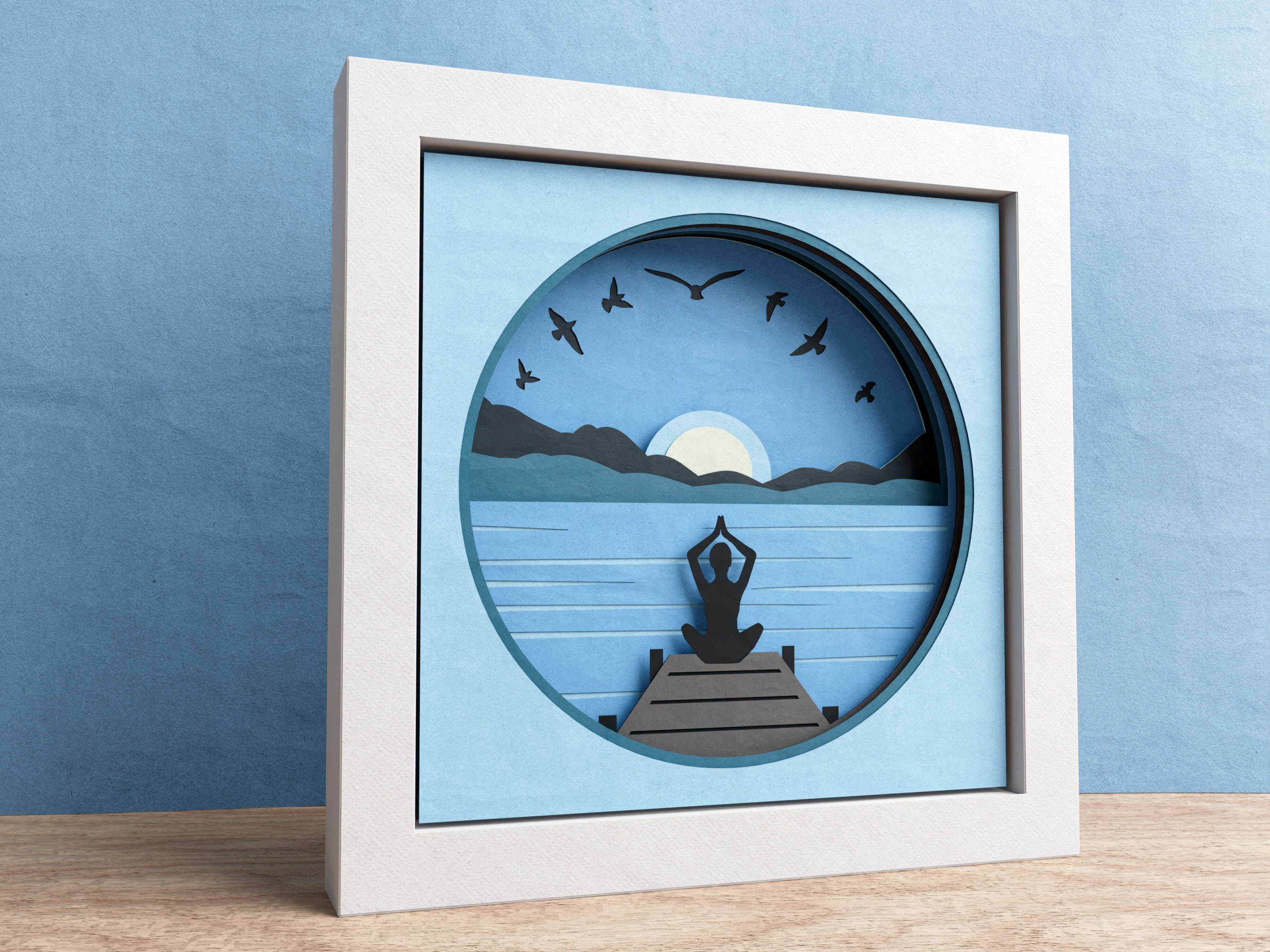 3D Lake Shadow Box, Sunset at the Lake, Meditation, Yoga, Nature ...