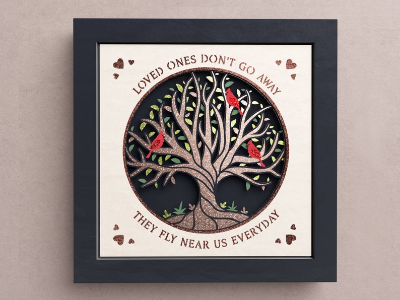 3D Cardinal Bird Tree Shadow Box Customizable Gift Memorial - Etsy