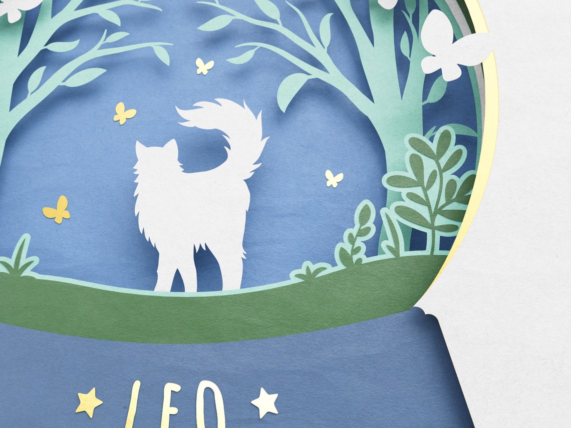 Cat Shadow Box Custom Layered Paper Art Papercut Template - Etsy