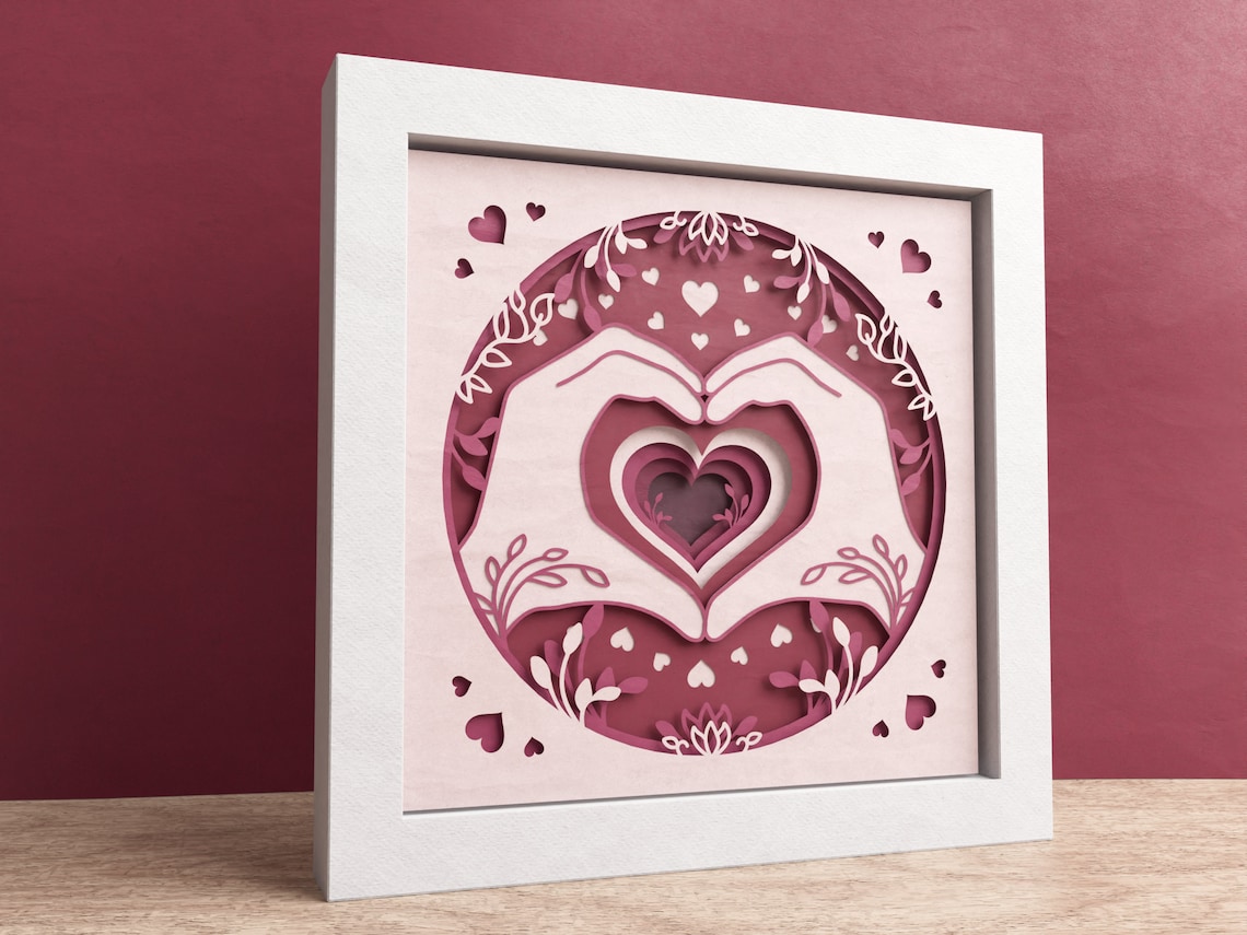 3D Heart Shadow Box Valentines Day Shadow Box Layered Paper | Etsy