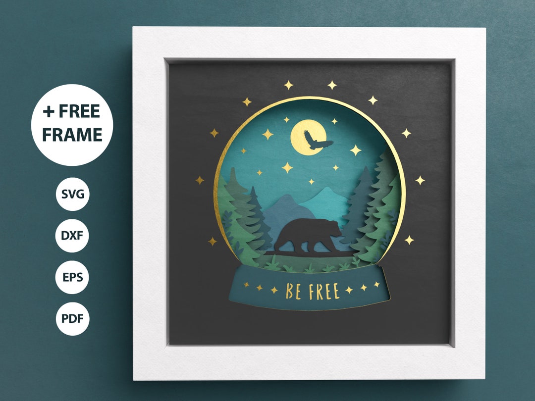 3D Bear Shadow Box Animal Svg 3D Mandala Snowglobe Shadow - Etsy