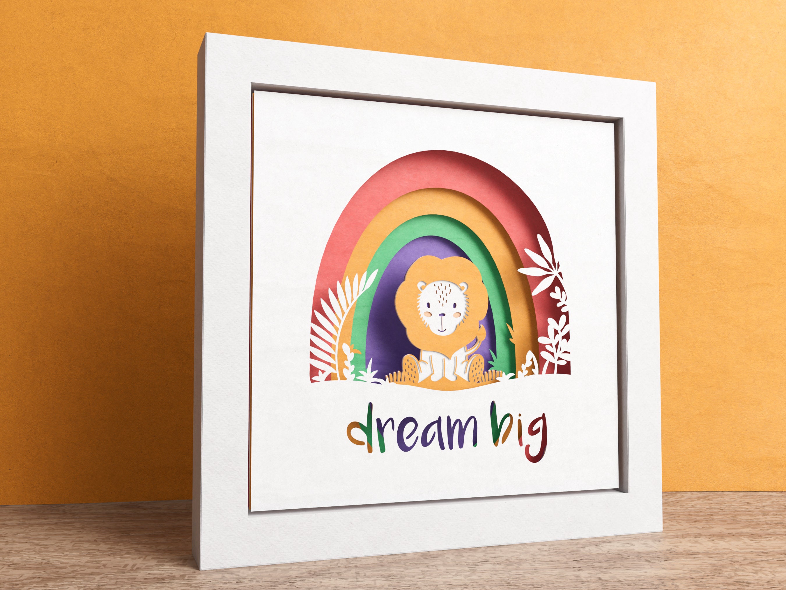 3D Lion Shadow Box Nursery Shadow Box Layered Paper Art | Etsy