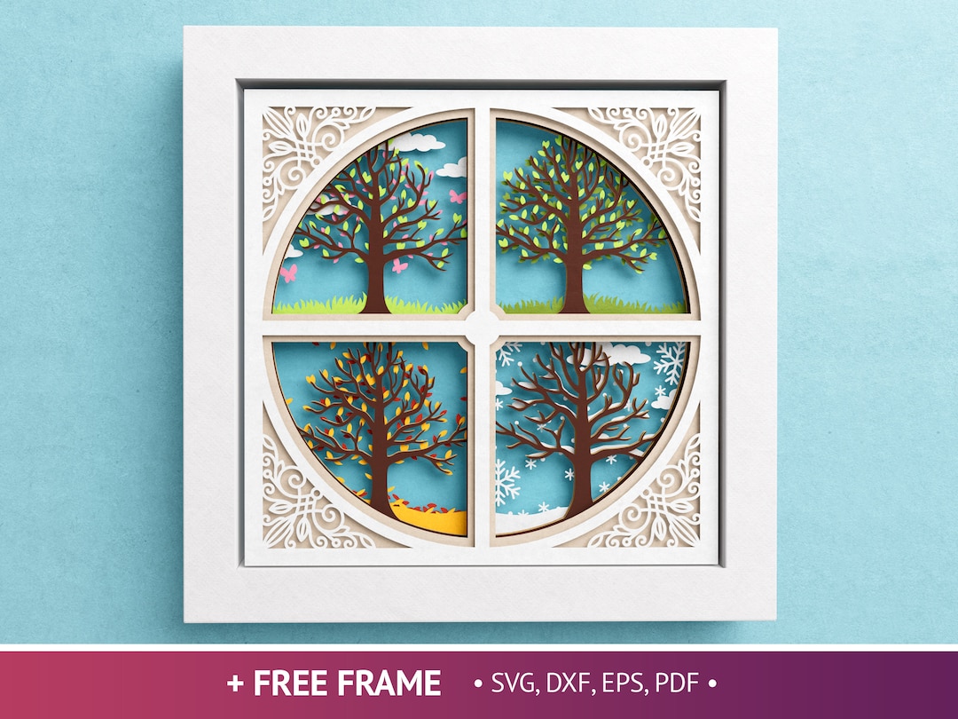 3D 4 Seasons Tree Shadow Box, Spring Shadow Box, Fall, Summer, Winter ...
