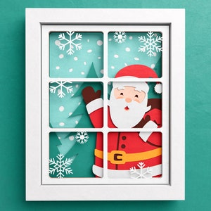 3D Santa Shadow Box, 8 X 10 Christmas Shadow Box SVG, Christmas Layered ...