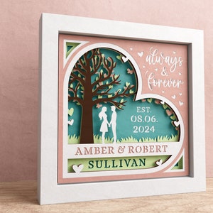 3D Wedding Tree Shadow Box With Custom Words, Valentines Day Heart ...