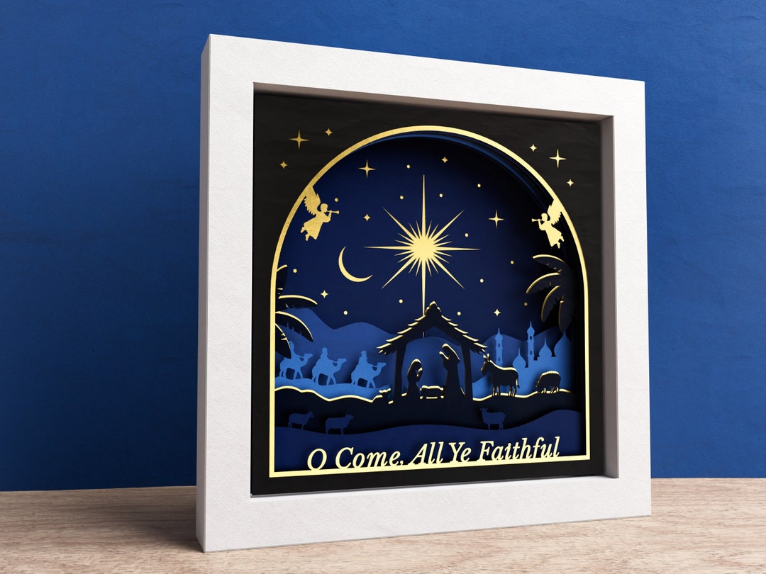 3D Nativity Scene Shadow Box, Christmas Shadow Box SVG, Christmas ...