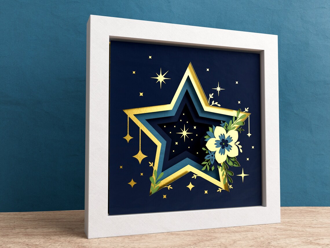 3D Star Shadow Box, Floral Svg, 3D Mandala, Flower Shadow Box, 3D ...