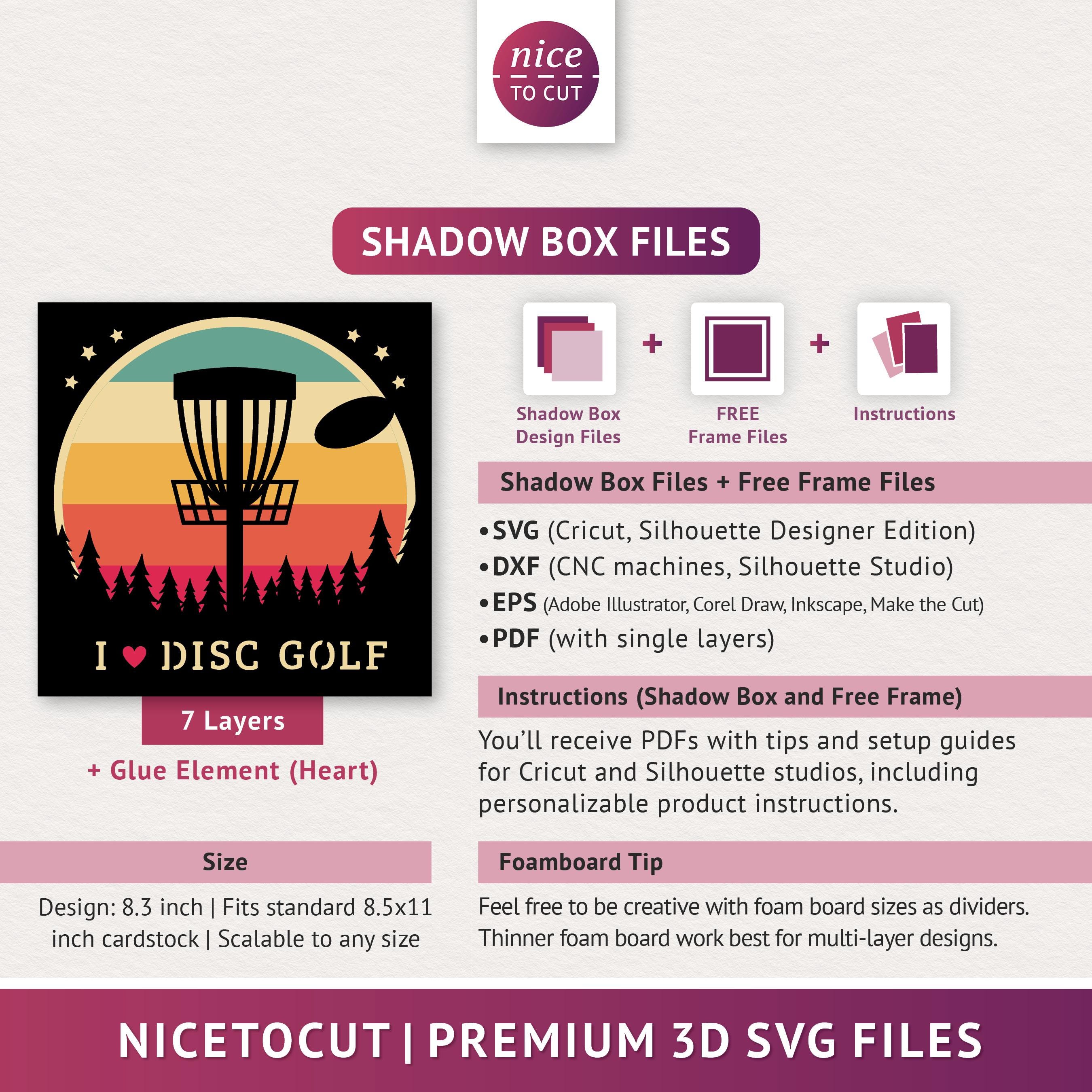 3D Disc Golf Shadow Box, Sport 3D SVG, Fathers Day 3D SVG, Hobby Shadow ...