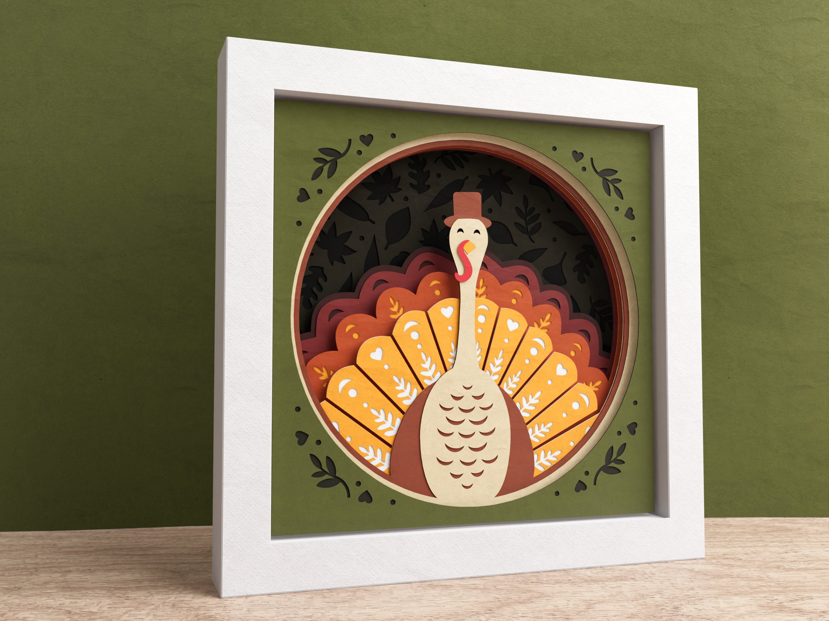 3D Thanksgiving Turkey Shadow Box Floral Svg 3D Mandala - Etsy